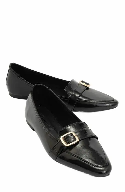 FOREVER & ALWAYS SHOES Zarina Leather Flats - Black Patent Leather