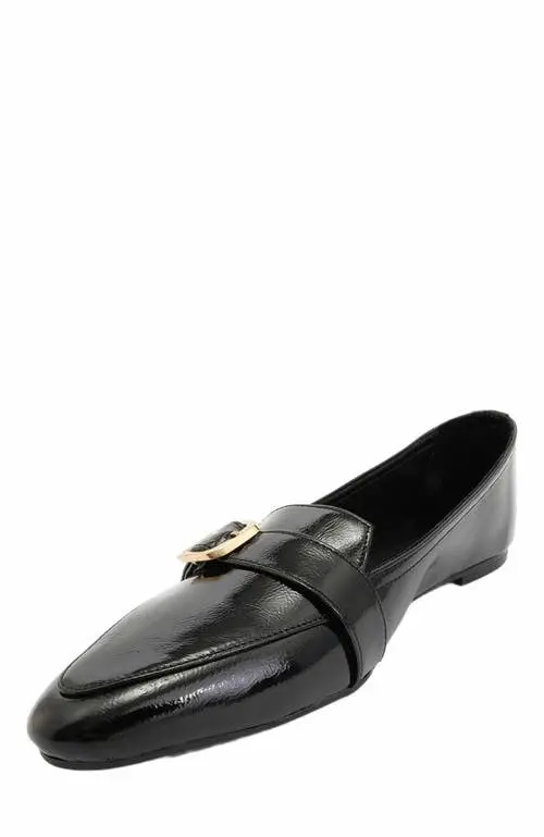 FOREVER & ALWAYS SHOES Zarina Leather Flats - Black Patent Leather