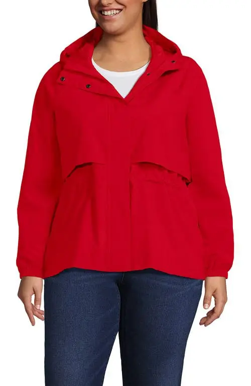 LANDS' END Packable Waterproof Rain Jacket - Compass Red