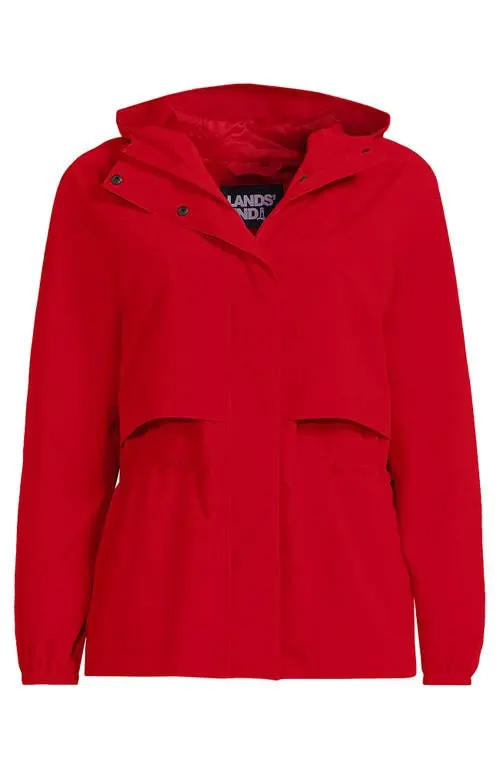 LANDS' END Packable Waterproof Rain Jacket - Compass Red