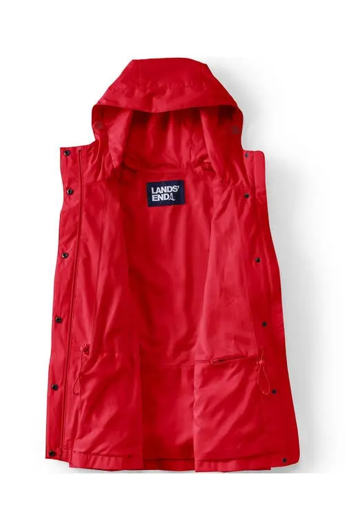 LANDS' END Packable Waterproof Rain Jacket - Compass Red