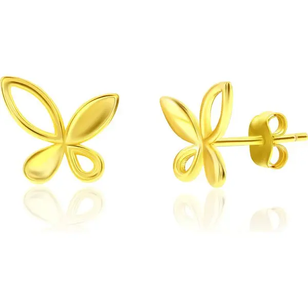 DONATELLO GIAN Sterling Silver Butterfly Stud Earrings - Gold