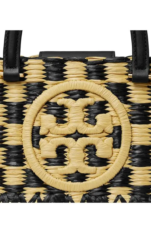 Tory Burch Ella Woven Satchel - Black / Natural