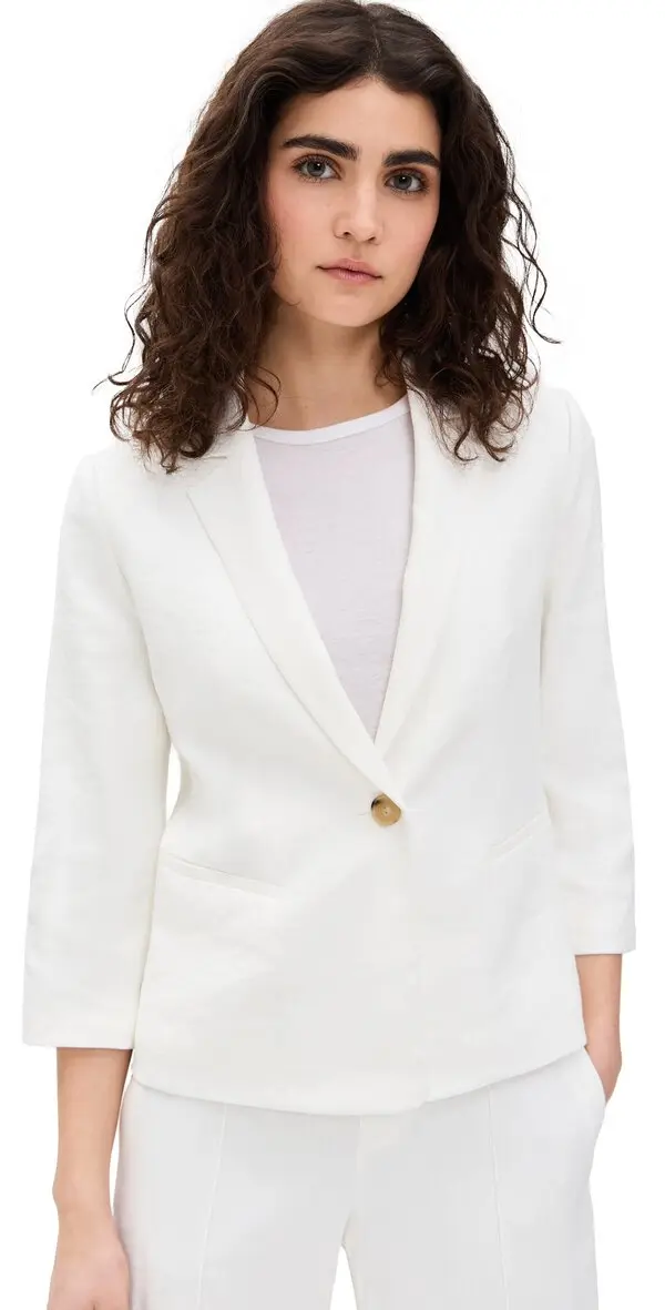 Vince Linen Shrunken Blazer - Off White