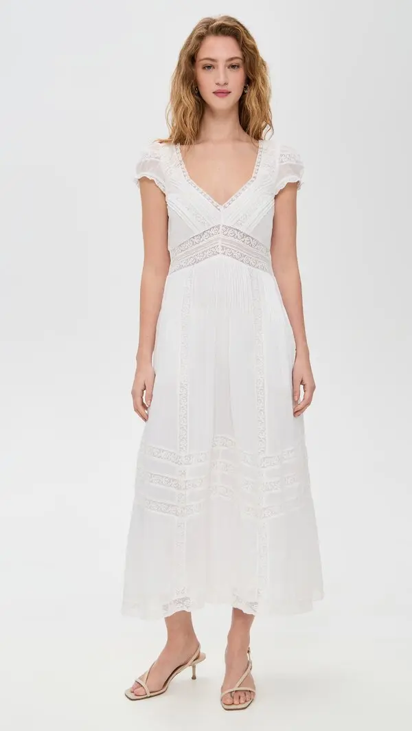 white christmas dresses Loveshackfancy Suvi Empire Waist Cotton Midi Dress main image 0