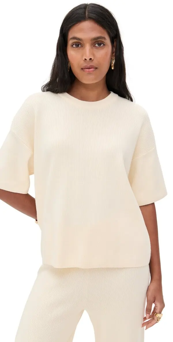 English Factory Collar Knit Top - Ivory