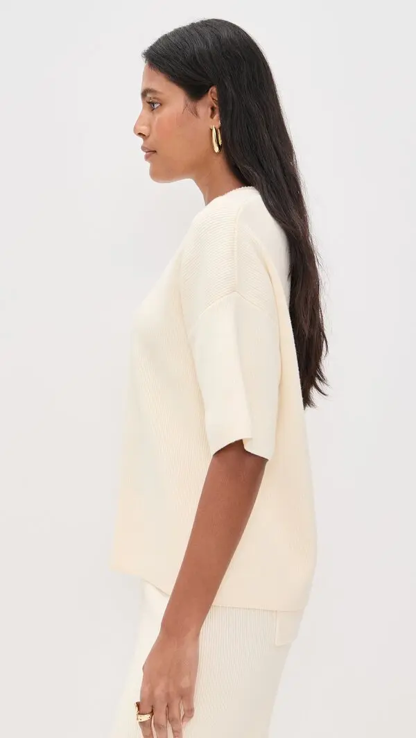 English Factory Collar Knit Top - Ivory