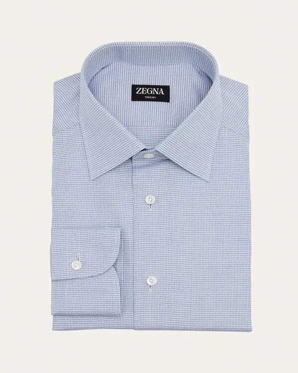 Zegna Trecapi Cotton Micro-pattern Dress Shirt