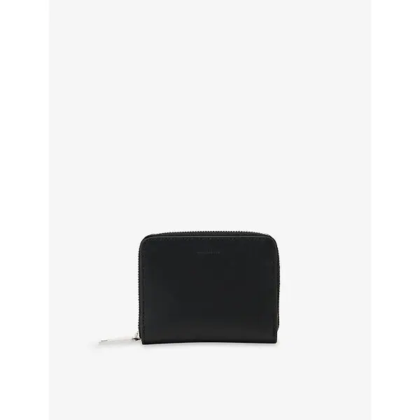 ALLSAINTS Lena Zipped Leather Wallet - Black/silver