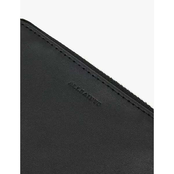 ALLSAINTS Lena Zipped Leather Wallet - Black/silver