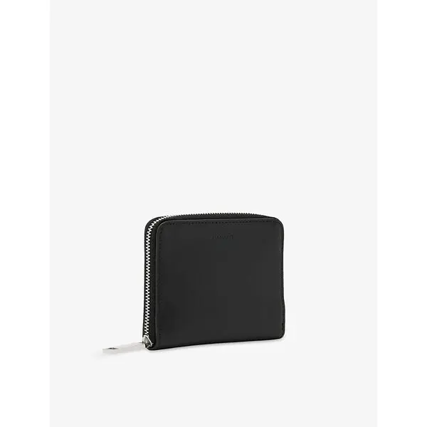 ALLSAINTS Lena Zipped Leather Wallet - Black/silver