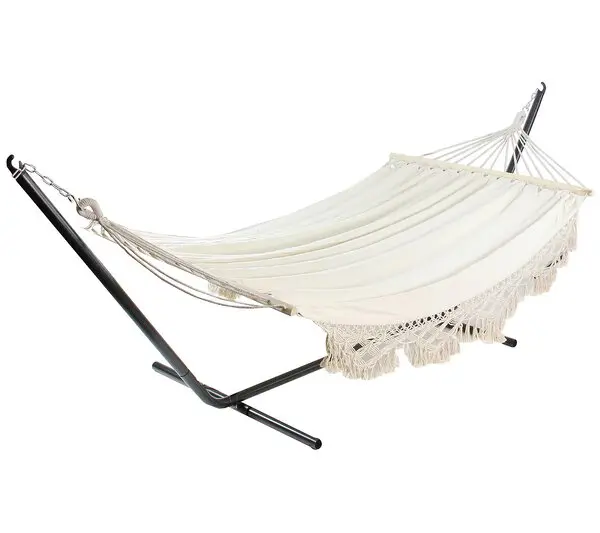 NORTHLIGHT 78' Beige Macrame Hammock - One-color