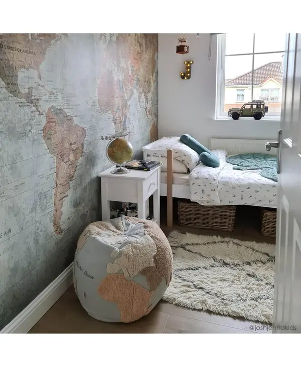 LORENA CANALS World Map Pouf 1' 8" X 1' 8" X 1' 6