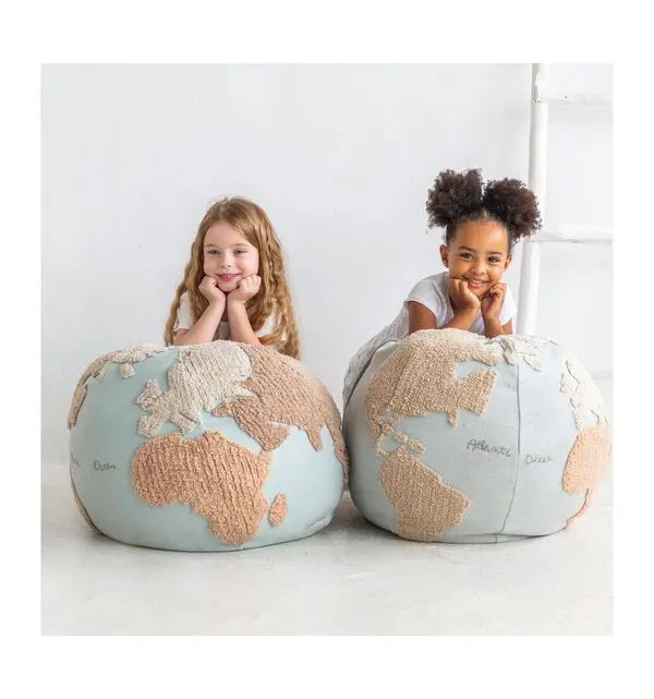 LORENA CANALS World Map Pouf 1' 8" X 1' 8" X 1' 6