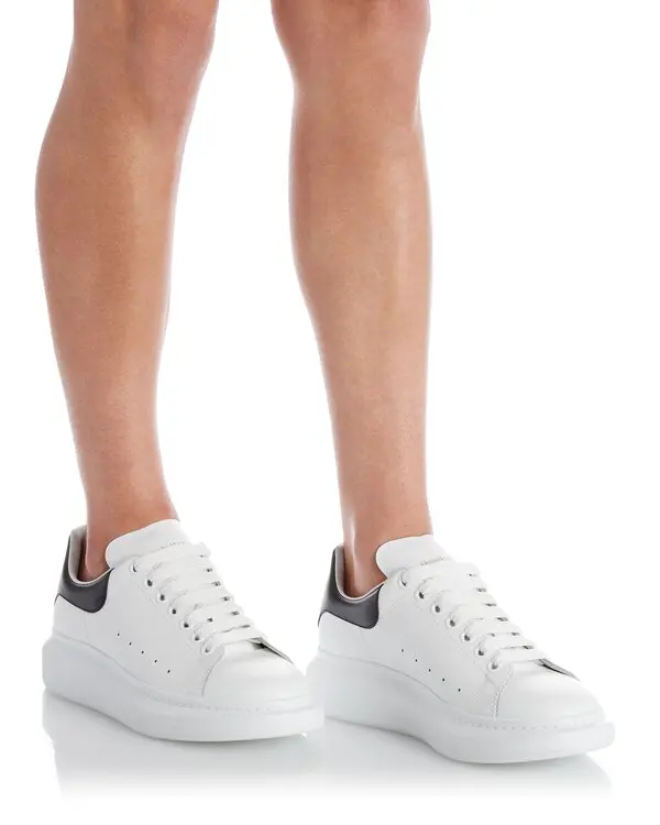Alexander McQueen Oversized Sneakers With Leather Heel - Blue White