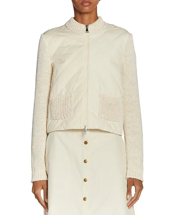 Moncler Padded Mixed Media Jacket - Natural