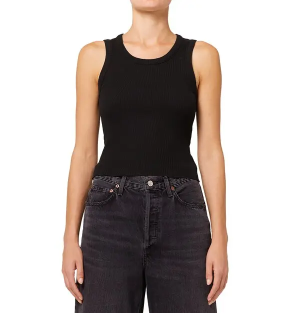 AGOLDE Ribbed Poppy Tank Top - Black