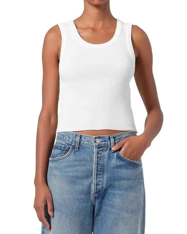 AGOLDE Ribbed Poppy Tank Top - White