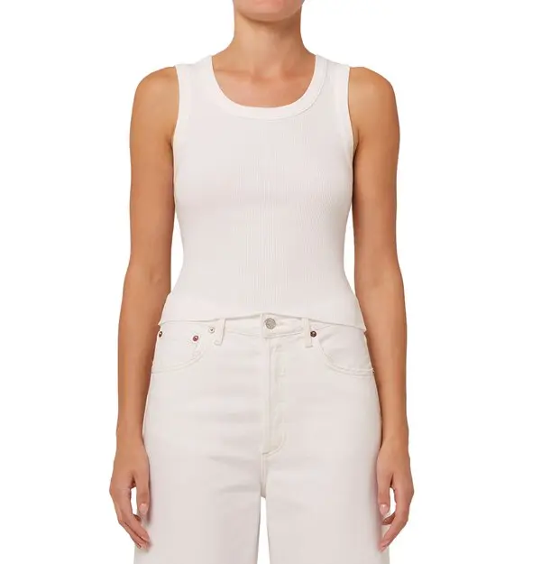 AGOLDE Ribbed Poppy Tank Top - White