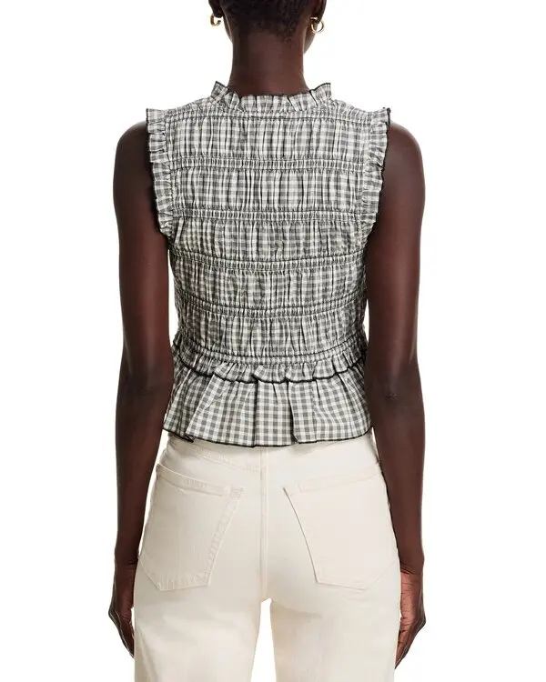 Rails Martine Gingham Peplum Top - Ivory Jet