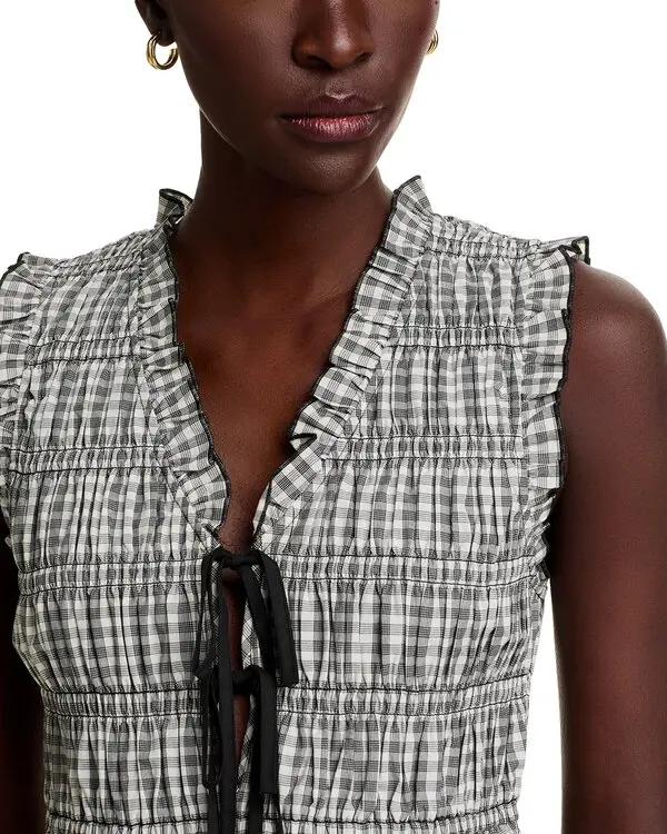 Rails Martine Gingham Peplum Top - Ivory Jet