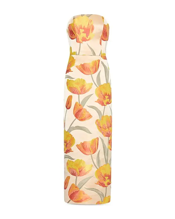 MILLY Orion Tulip Jacquard Dress - Yellow Multi