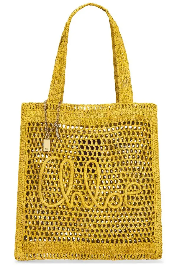 Chloé Summer Banana Raffia Tote Bag - Citronelle
