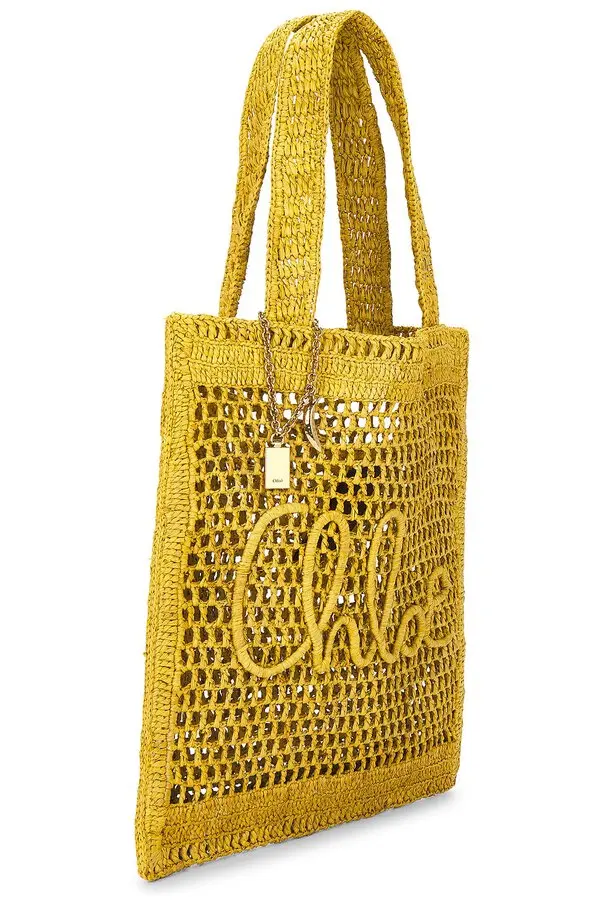 Chloé Summer Banana Raffia Tote Bag - Citronelle