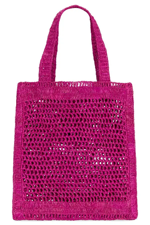 Chloé Summer Banana Raffia Tote Bag - Fuchsia Rose