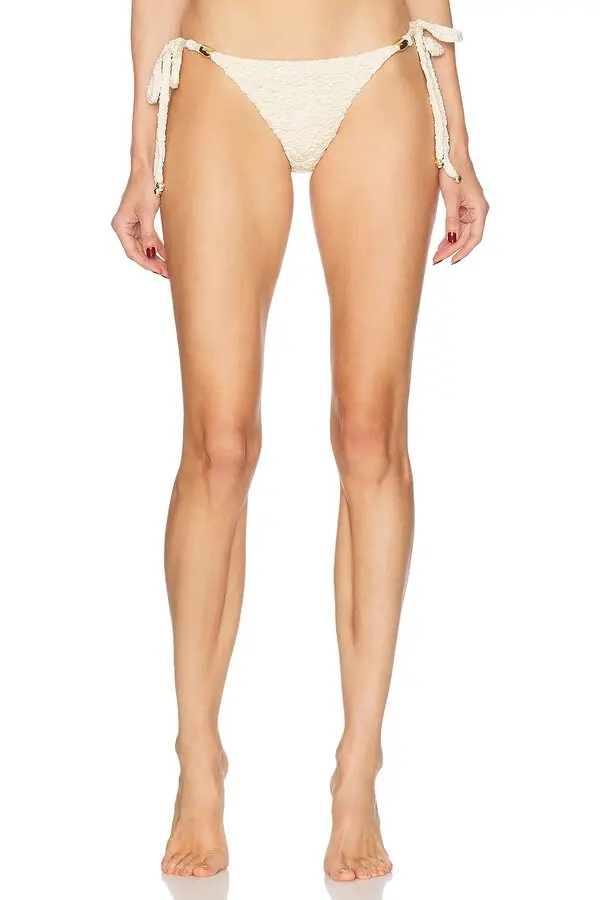 PatBO Papillon Jacquard Bikini Bottom - Beige