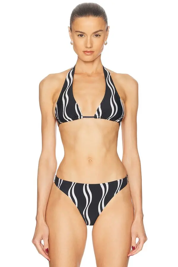 Solid & Striped The Yasmeen Bikini Top - Wavy Stripe Noir