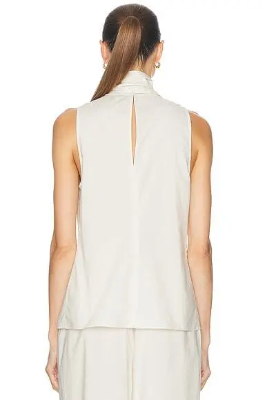 EAVES Sleeveless Poplin Top With Attached Scarf Detail