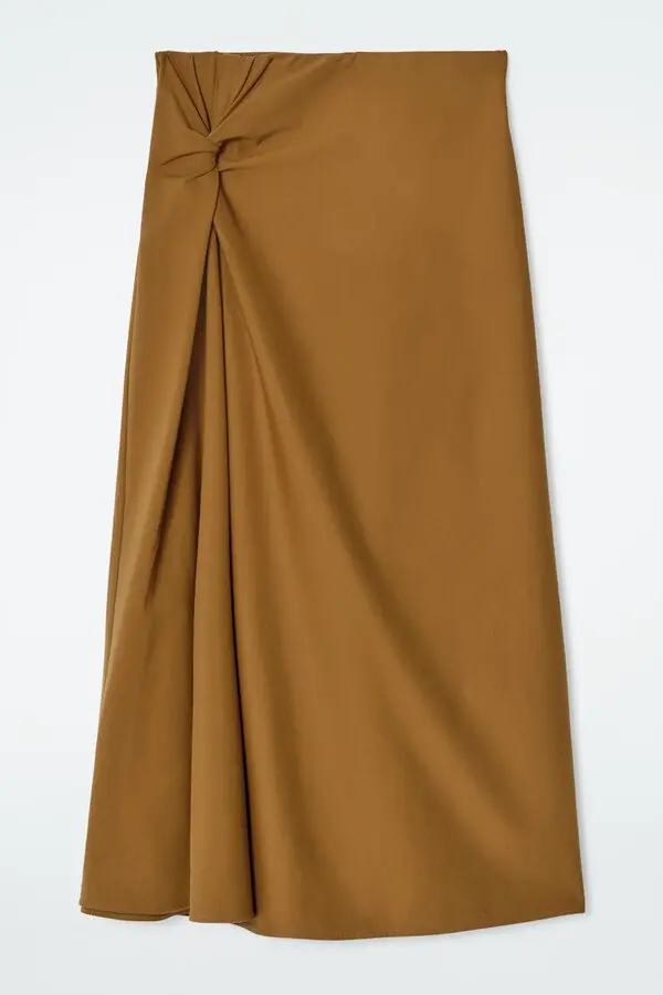 Cos Twist-detail Midi Skirt - Beige