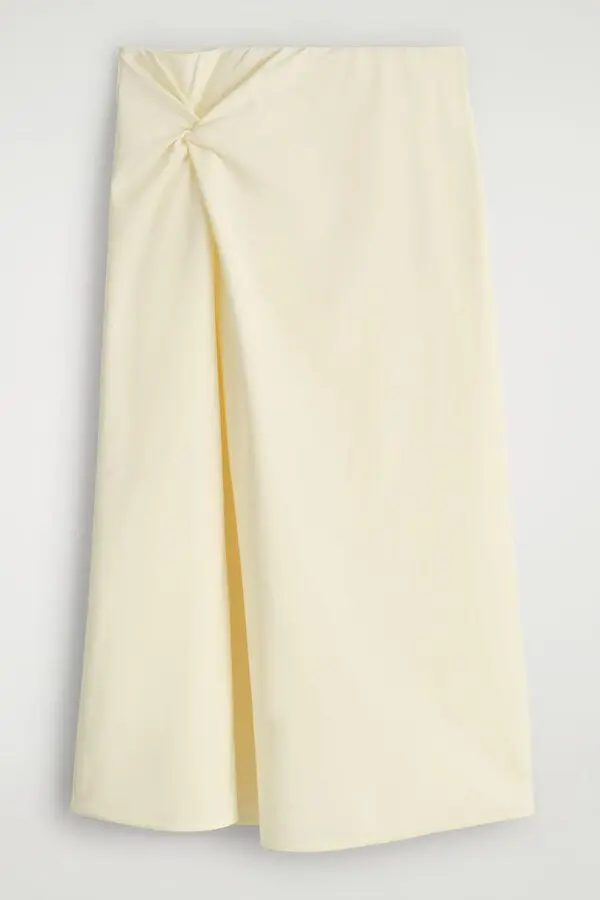 Cos Twisted Detail Asymmetrical Midi Skirt - Yellow