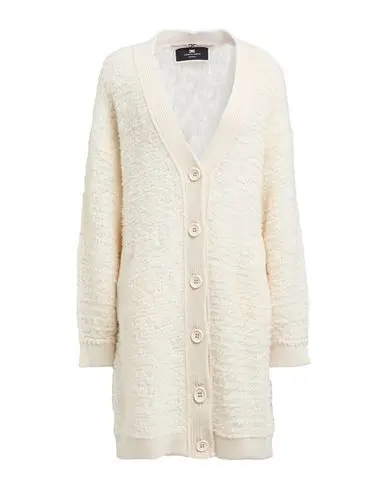 Elisabetta Franchi Cardigan In Bouclé Knit - Ivory
