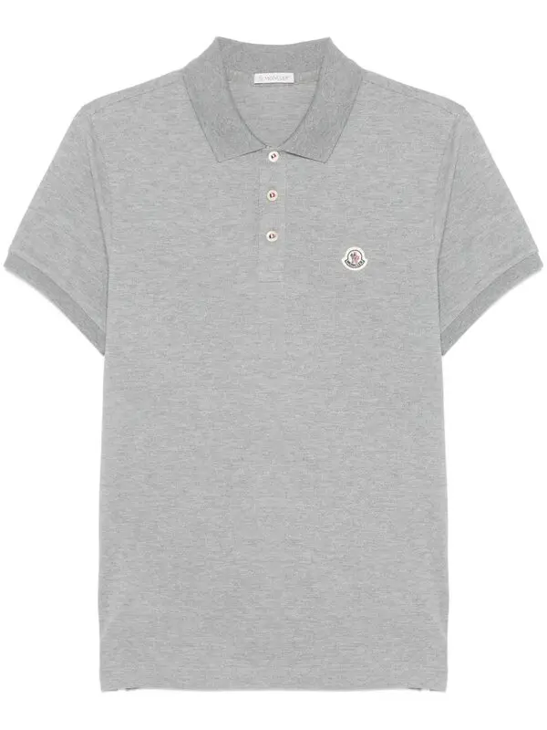 Moncler Logo-patch Cotton Polo Shirt - Grey