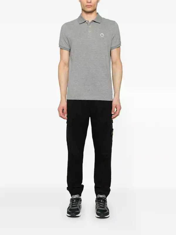 Moncler Logo-patch Cotton Polo Shirt - Grey