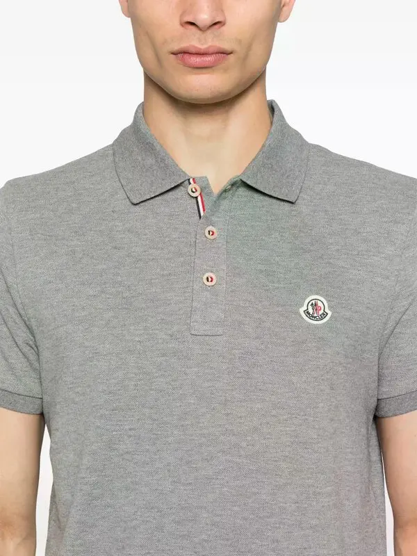 Moncler Logo-patch Cotton Polo Shirt - Grey