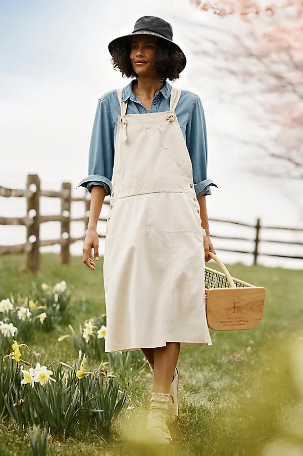 UTILITY CANVAS Overall Dress - Natural