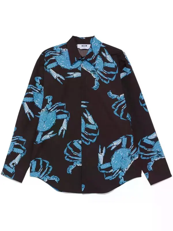 MSGM King Crab-print Cotton Shirt