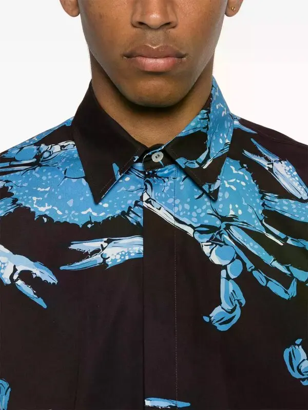 MSGM King Crab-print Cotton Shirt