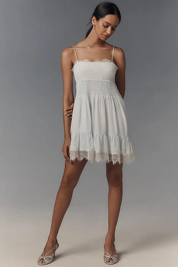 chinese dress ladies ANTHROPOLOGIE Size LARGE Light Blue Lace Sleeveless Polyester NWT DRESS main image 0