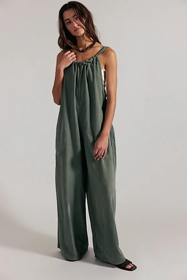 Free People We The Free Freebird Denim Jumpsuit - Four Leaf Clover