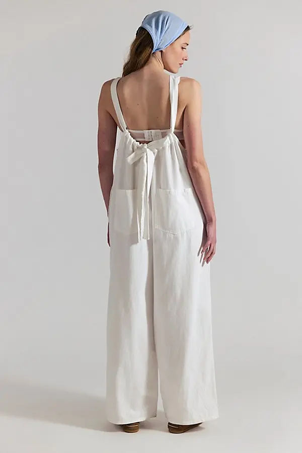 Free People We The Free Freebird Denim Jumpsuit - Pelican