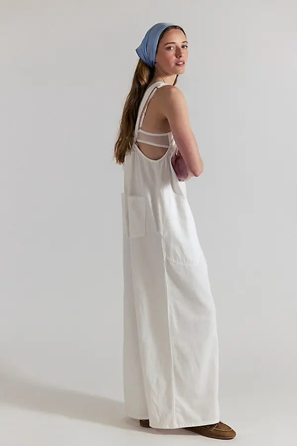 Free People We The Free Freebird Denim Jumpsuit - Pelican