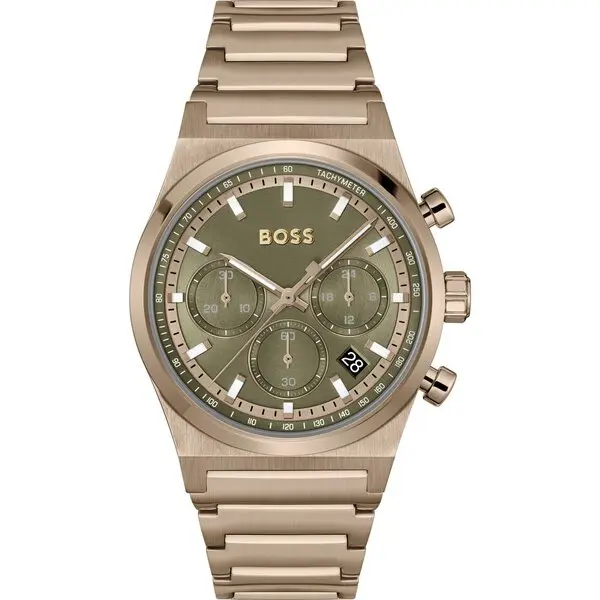 BOSS Candor Chronograph Bracelet Watch - Olive Green