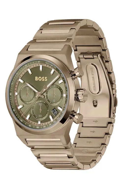 BOSS Candor Chronograph Bracelet Watch - Olive Green