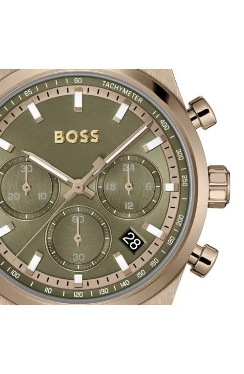 BOSS Candor Chronograph Bracelet Watch - Olive Green