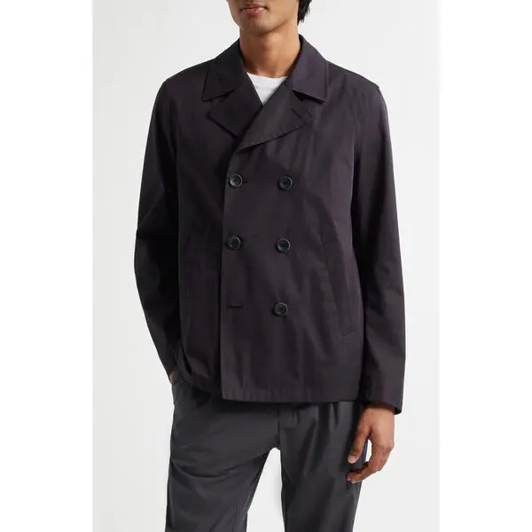 Herno Double-breasted Water Resistant Cotton Pea Coat
