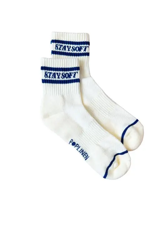 POPLINEN Stay Soft Organic Cotton Stripe Quarter-crew Socks - Navy